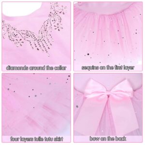 BAOHULU Ballet Leotards for Girls Full Skirted Dance Tutu Dress Party Costumes B184_Pink_L