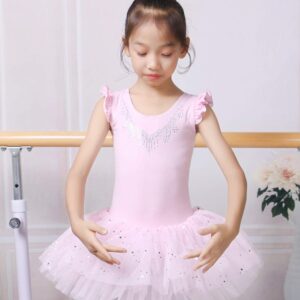 BAOHULU Ballet Leotards for Girls Full Skirted Dance Tutu Dress Party Costumes B184_Pink_L