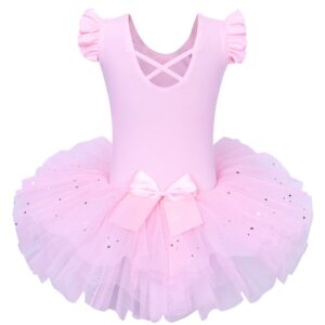 BAOHULU Ballet Leotards for Girls Full Skirted Dance Tutu Dress Party Costumes B184_Pink_L