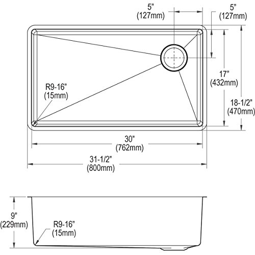 Elkay ECTRU30179RTC Crosstown Sink, 32", 0