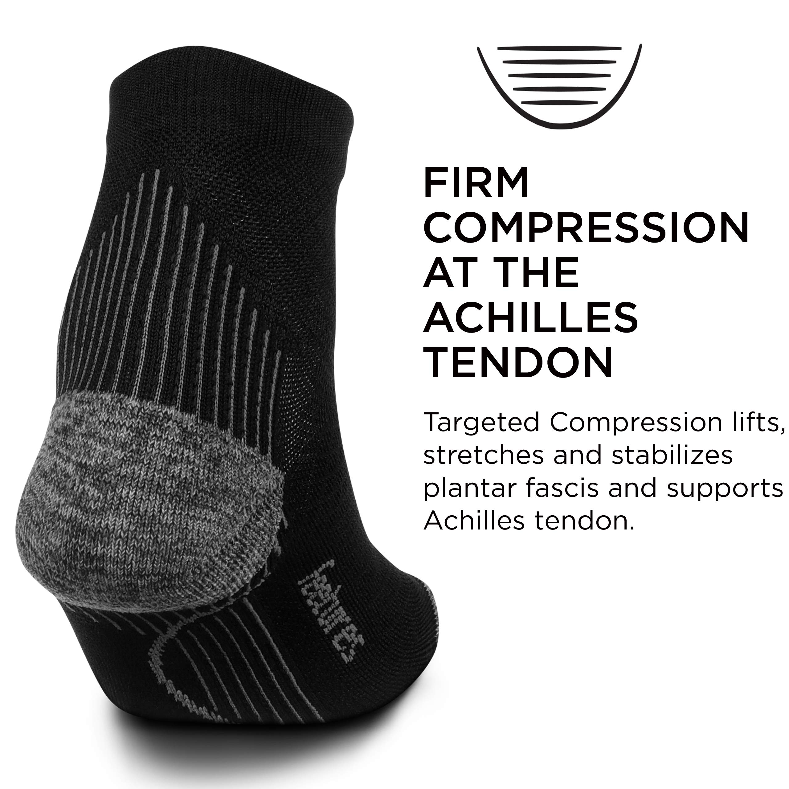 Feetures Plantar Fasciitis Relief Cushion Quarter Sock- Targeted Compression Sock for Men & Women- Large, Black