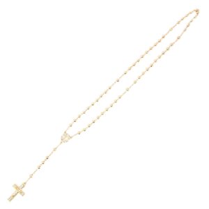 Me Plus 6mm CCB Beads Alloy Crucifix Cross Pendant Rosary Catholic Necklace 20" (R3G-GOLD)