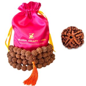 Himalayan organic five face Rudraksha necklace mala. Standard size 108 beads grown up in Himalaya of Nepal without chemical, wax and color treatment