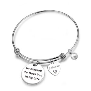 lqri godmother gifts godmother bracelet so blessed to have you in my life expandable wire bangle religious jewelry baptism gift(so blessed.)