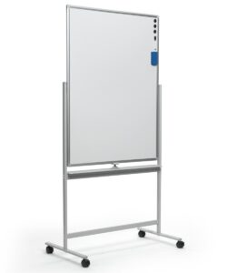 displays2go 36 x 48 magnetic white board with wheels, double-sided – silver (whbmob3648)