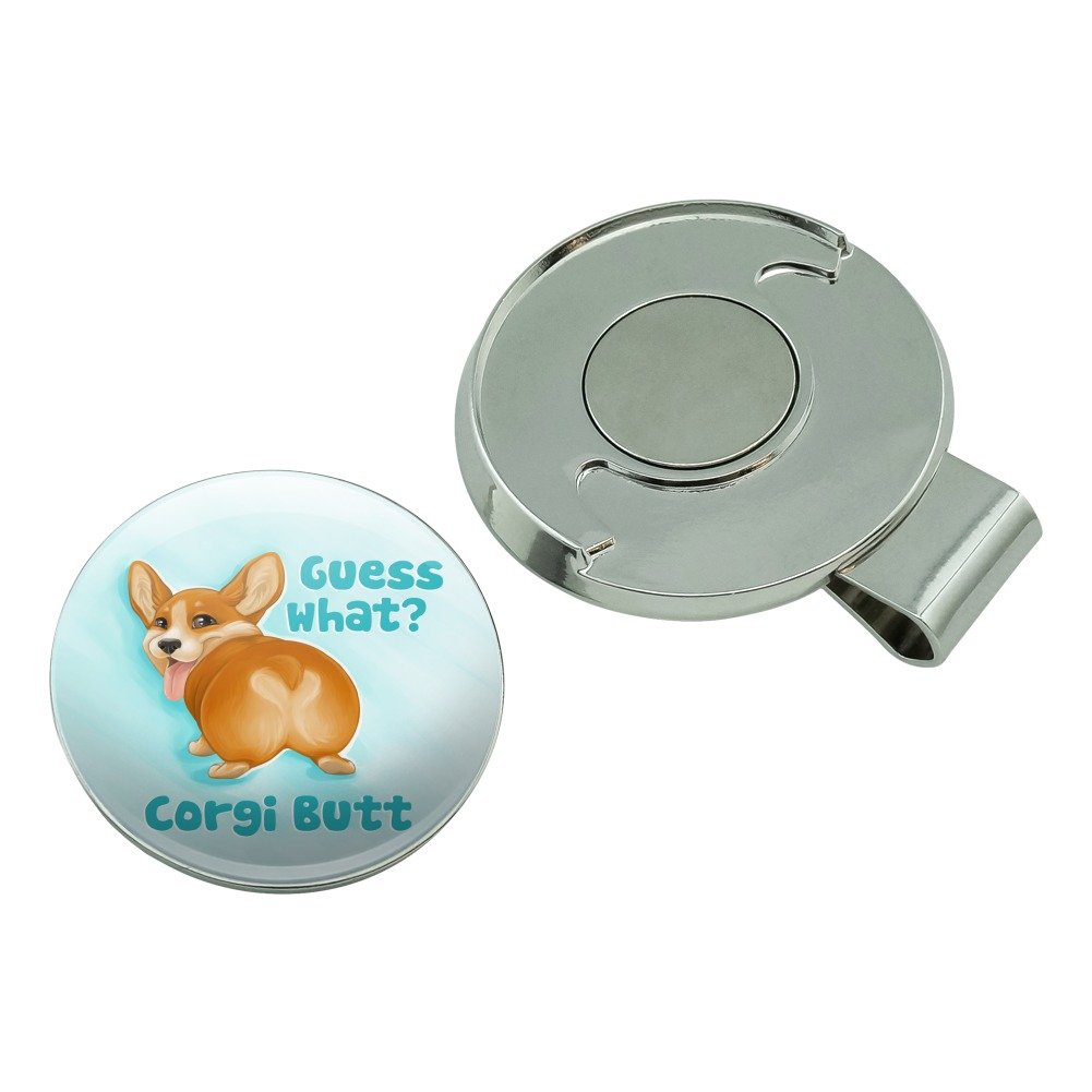 GRAPHICS & MORE Guess What Corgi Butt Funny Joke Golf Hat Clip with Magnetic Ball Marker