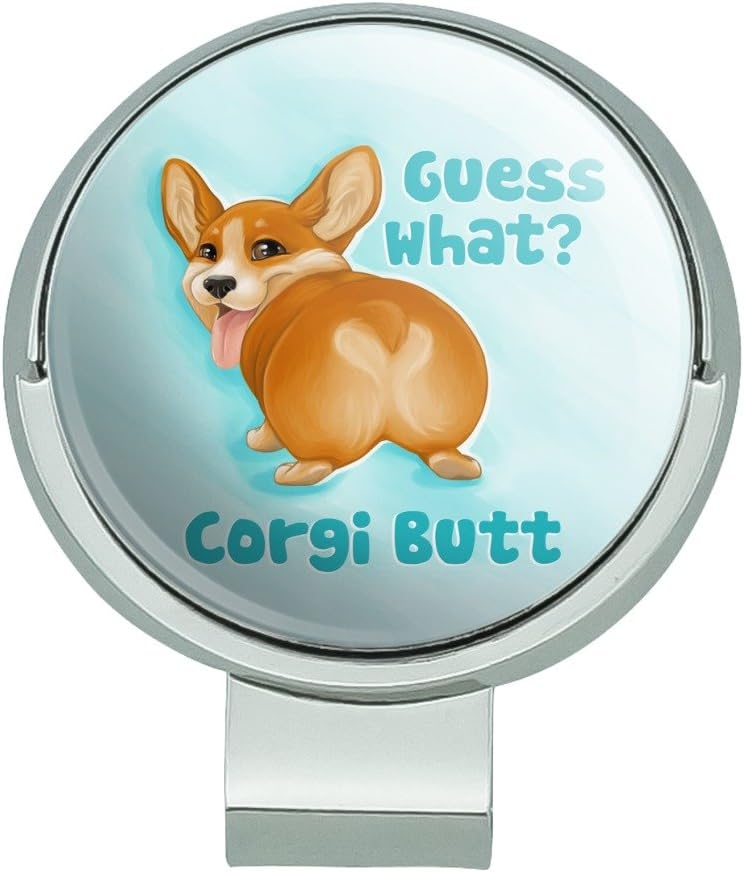 GRAPHICS & MORE Guess What Corgi Butt Funny Joke Golf Hat Clip with Magnetic Ball Marker