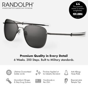 randolph usa | gunmetal classic aviator sunglasses for men or women 100% uv