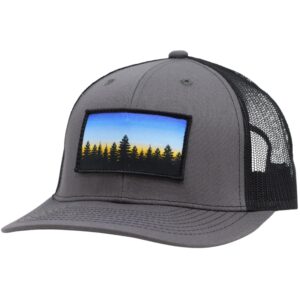 lindo trucker hat - tree line sunset (gray/black)