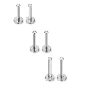 ruifan round clear cz gem internally threaded labret monroe lip ring tragus nail helix earring stud barbell piercing jewelry bar 6-10mm 16g 6pcs