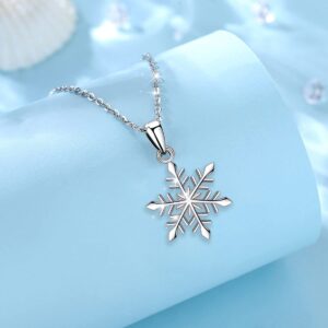 EUDORA Sterling Silver Snowflake Pendant Necklace Elegant Snow Gift for Women, 18" Rolo Chain