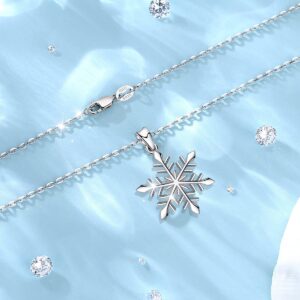 EUDORA Sterling Silver Snowflake Pendant Necklace Elegant Snow Gift for Women, 18" Rolo Chain