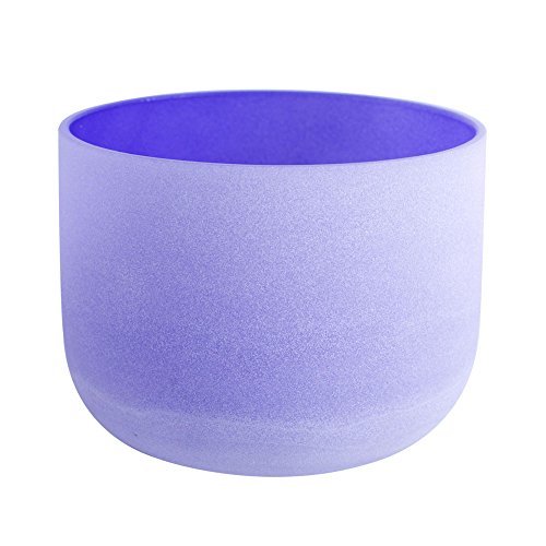 ENERGYSOUND 432Hz Perfect Pitch B Note Crown Chakra Purple Color Frosted Quartz Crystal Singing Bowl 8 inch mallet & o-ring included