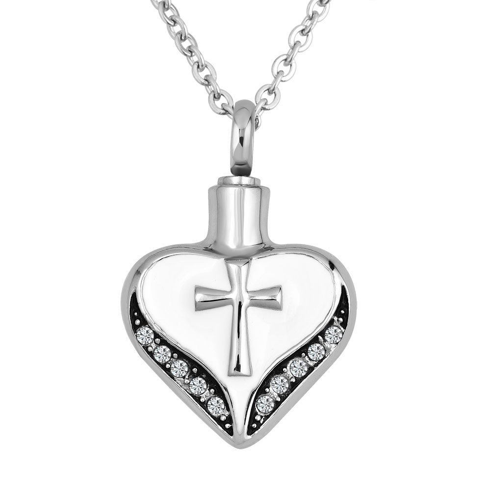 SexyMandala Urn Necklace for Ashes Love Heart Reglious Cross Cremation Jewelry Waterproof Pendant Keepsake Memorial Stainless Steel