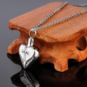 SexyMandala Urn Necklace for Ashes Love Heart Reglious Cross Cremation Jewelry Waterproof Pendant Keepsake Memorial Stainless Steel