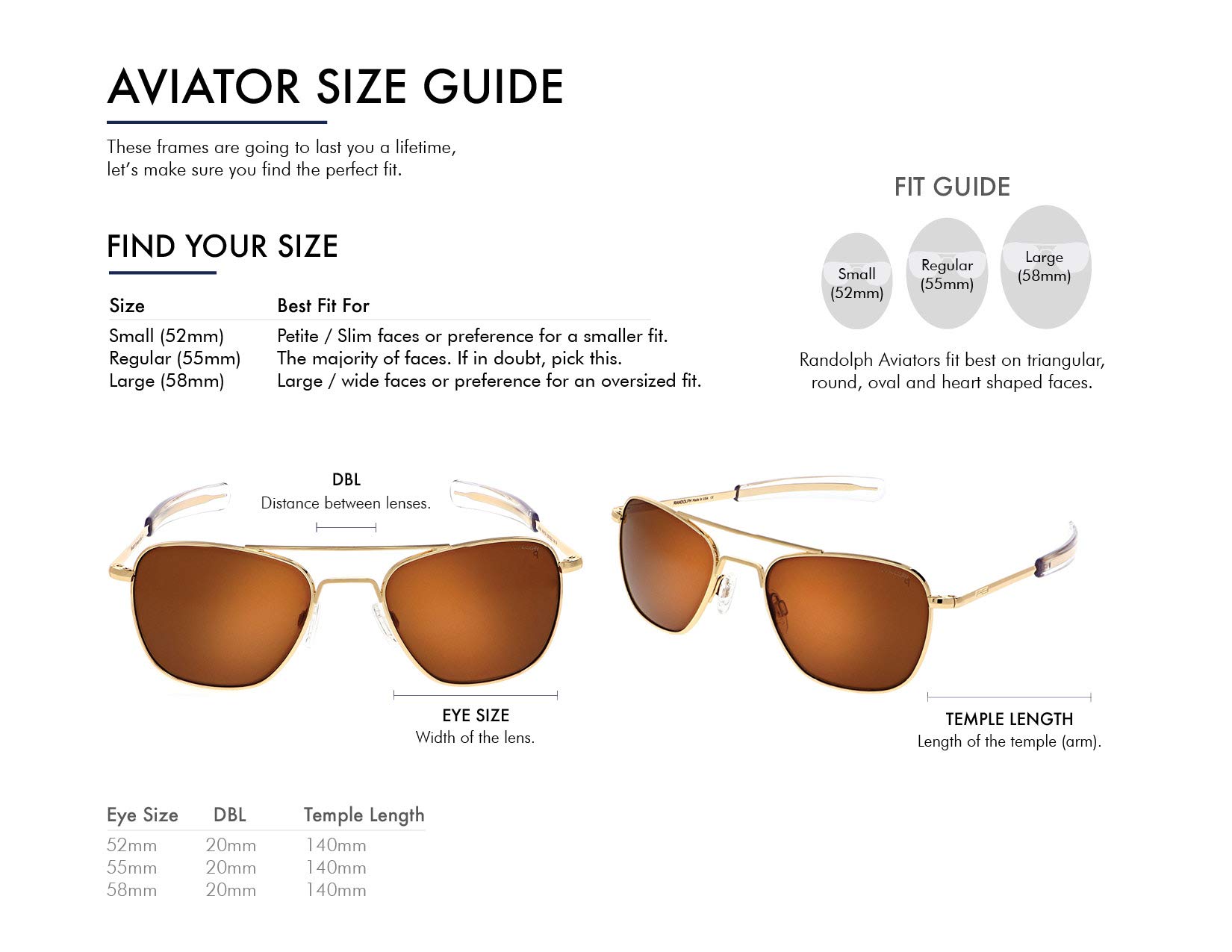 Randolph USA | Gold Classic Aviator Sunglasses for Men or Women 100% UV