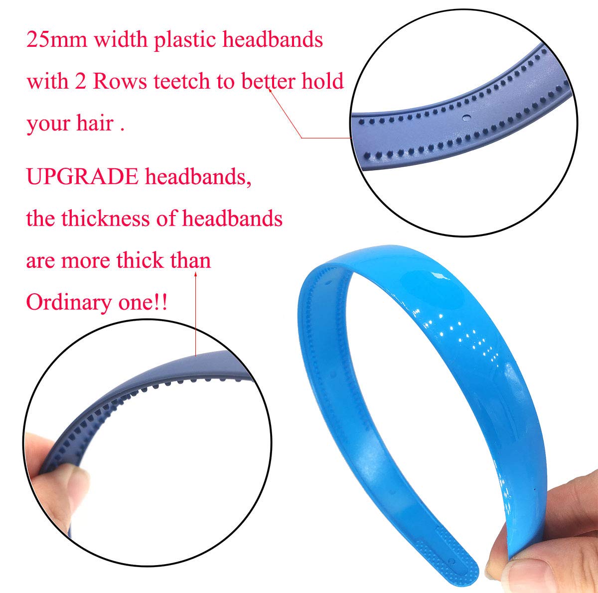 12pcs Women Plastic Headbands 25mm Wide Headband with Teeth for Girls Kids Teens Women by Yazon …