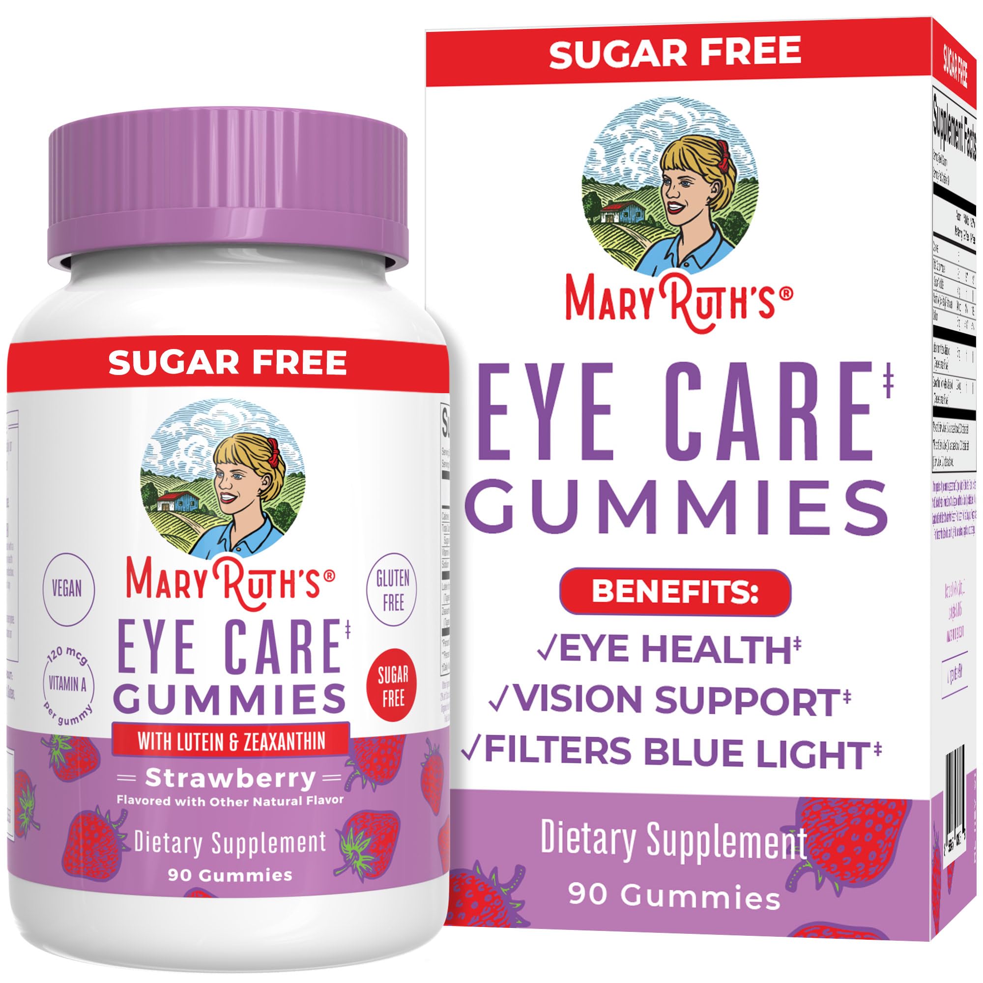 MaryRuth Organics Eye Care Gummies | Zeaxanthin and Lutein | 45 Day Supply | Eye Care Gummy for Adults and Kids | Vegan | Non-GMO | Gluten Free | 90 Count