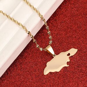 heart jamaica jamaican map pendant necklace for women gold color jewelry