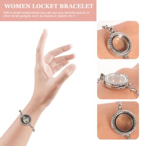 LUOEM Floating Locket Bracelet Crystal Living Memory Locket Bracelet Jewelry for Floating Charms Gift (White K)