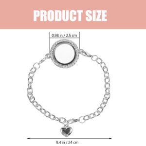 LUOEM Floating Locket Bracelet Crystal Living Memory Locket Bracelet Jewelry for Floating Charms Gift (White K)