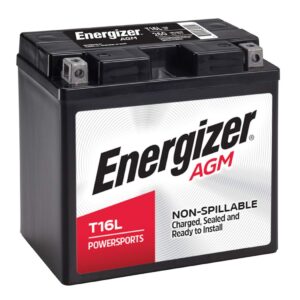 Energizer - ET16L T16L AGM Motorcycle and ATV 12V Battery, 260 Cold Cranking Amps and 19 Ahr. Replaces: CTX19L-BS, T16L and others