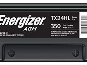 Energizer TX24HL AGM Motorcycle and ATV 12V Battery, 350 Cold Cranking Amps and 21 Ahr, Replaces: YTX24HL-BS and others, Black