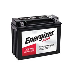 energizer tx24hl agm motorcycle and atv 12v battery, 350 cold cranking amps and 21 ahr, replaces: ytx24hl-bs and others, black