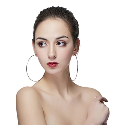 Hypoallergenic Extra Large Basketball Hoop Earrings for Women Men - Big Thin Hoop Earrings (Silver, 100)