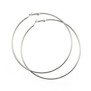 Hypoallergenic Extra Large Basketball Hoop Earrings for Women Men - Big Thin Hoop Earrings (Silver, 100)