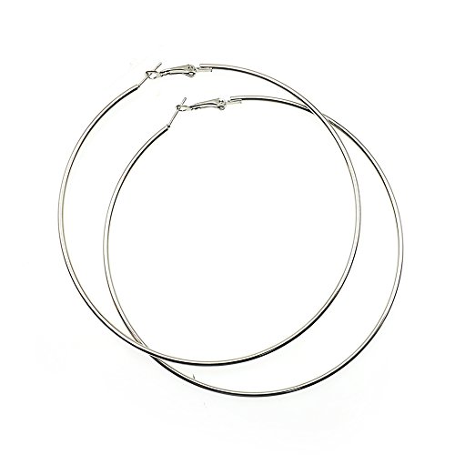 Hypoallergenic Extra Large Basketball Hoop Earrings for Women Men - Big Thin Hoop Earrings (Silver, 100)