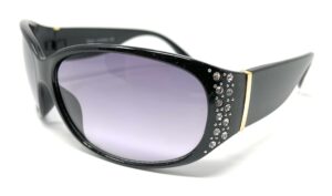 my shades - women's sunglasses designer inspired fashion rhinestone style embellishments wrap around (black, gradient smoke)