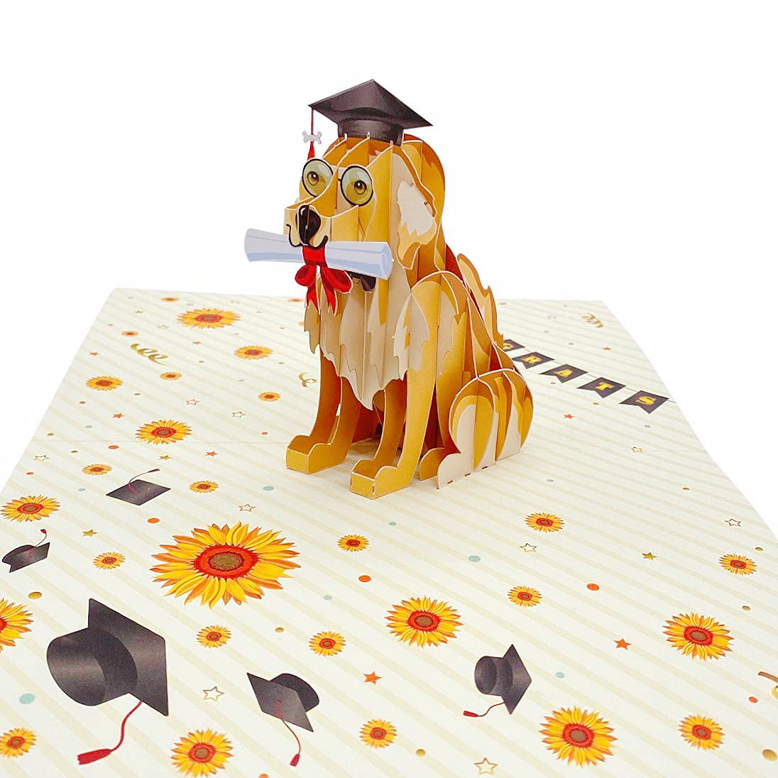 Liif 2024 Graduation Dog 3D Pop Up Graduation Card, Class of 2024, for College, High School, Son, Daughter, PHD, Master