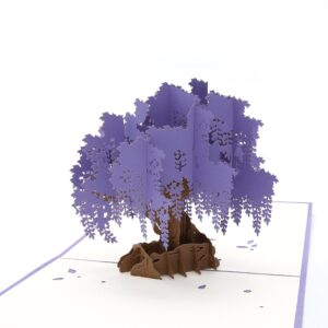 liif wisteria purple tree 3d mothers day pop up greeting card for all occasions, happy birthday, mother’s day card, get well, romance, anniversary card - for mom, her, wife, grandma(purple)