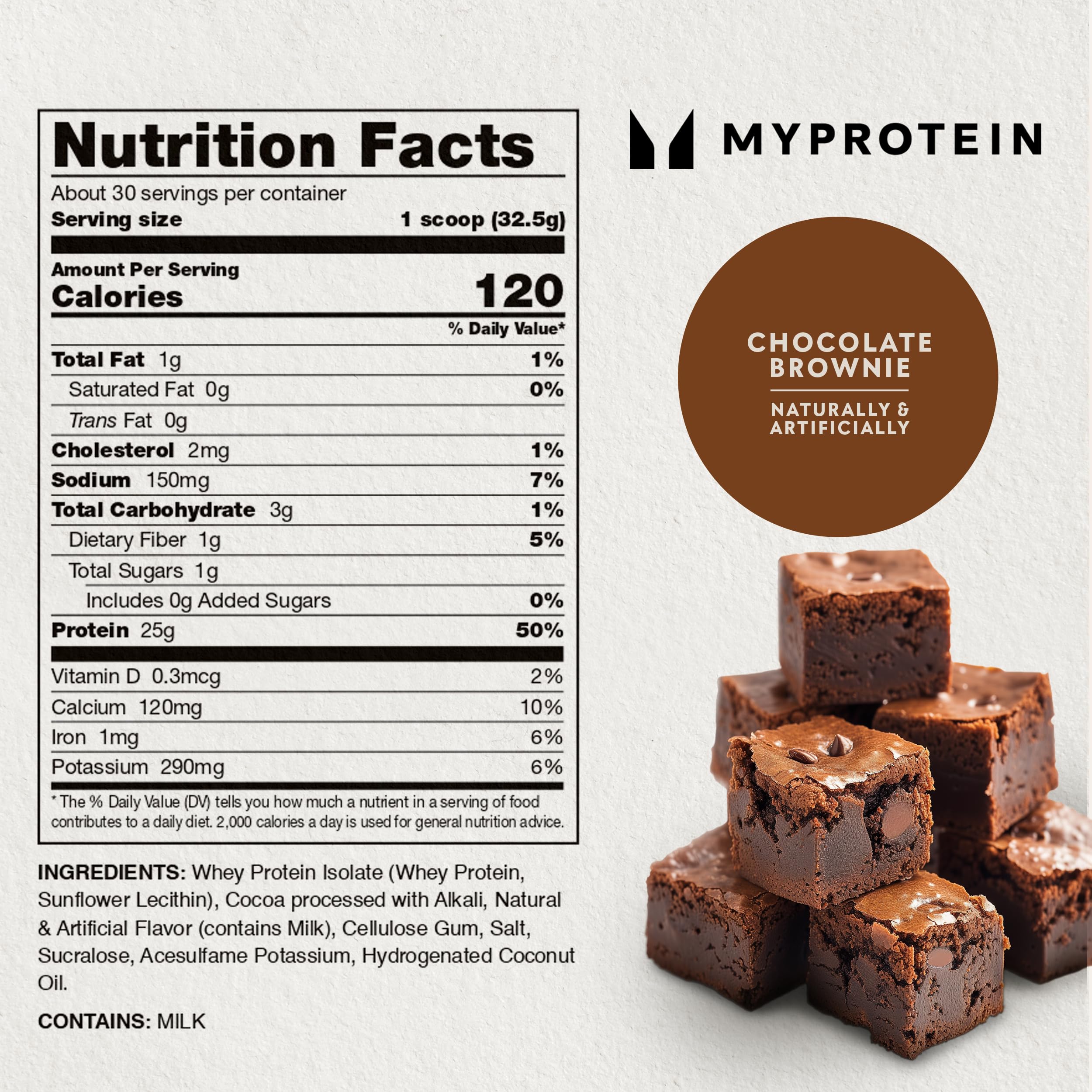 Myprotein Impact Whey Protein Isolate, 2.2 Lbs (30 Servings) Chocolate Brownie, 25g Protein & 6g BCAA Per Serving, Gluten-Free, Protein Shake for Muscle Strength & Recovery