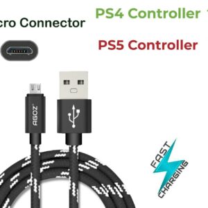 AGOZ PS4 Micro USB Charger Cable, Braided Heavy Duty Micro USB Fast Charger Cable Charging Cord for Sony PlayStation 4 Slim PS4 Dualshock 4 Controller and Xbox One Controller (4ft)