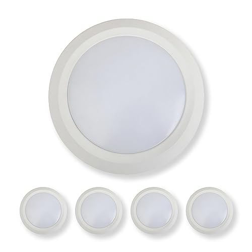 Vivio Lighting 4 Pack 5/6” Inch LED Disk Lights Dimmable Surface Flush Mount Ceiling Light for Kitchen, Living Room, Bedroom, Office 15W 3000K 1080LM White Low Profile Ceiling Light Fixture