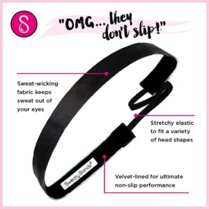 Sweaty Bands Womens Girls Headband - Non-Slip Velvet-Lined Fitness Hairband - 2-Pack Paparazzi Black and Rock Solid Black 5/8-Inch