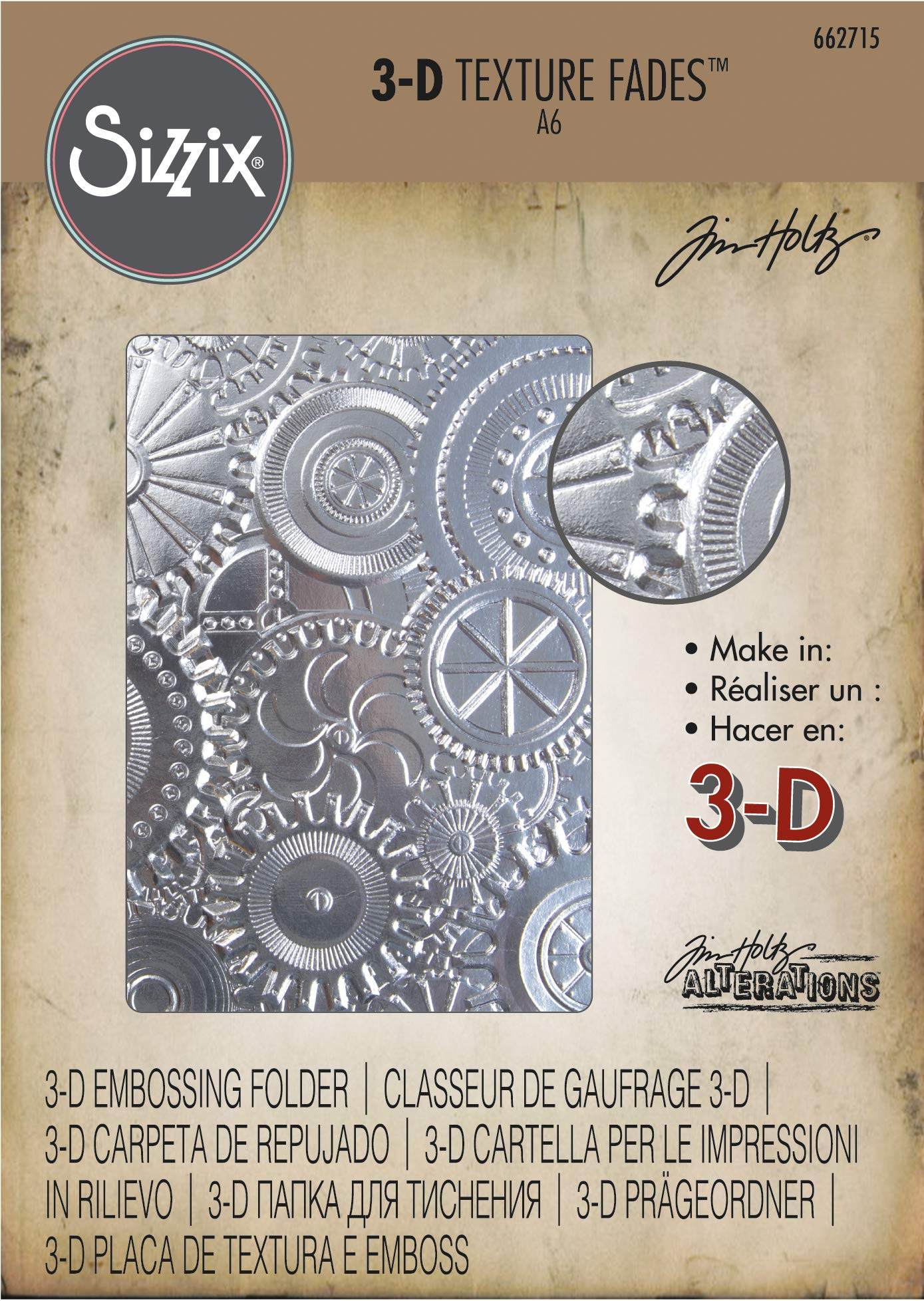 Sizzix 3-D Texture Fades Embossing Folder, Gray