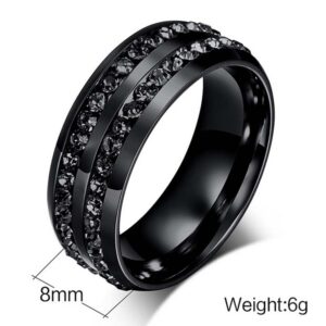 loversring couple ring bridal set his hers black stainless steel 10k black wedding ring band set