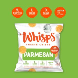 Whisps Cheese Crisps Parmesan & Cheddar Cheese | Protein Chips | Healthy Snacks | Protein Snacks, Gluten Free, High Protein, Low Carb Keto Food (0.63Oz, 12 Pack)