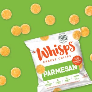 Whisps Cheese Crisps Parmesan & Cheddar Cheese | Protein Chips | Healthy Snacks | Protein Snacks, Gluten Free, High Protein, Low Carb Keto Food (0.63Oz, 12 Pack)