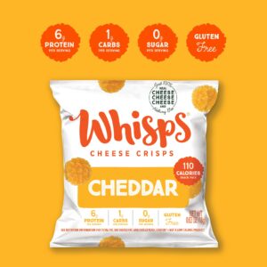 Whisps Cheese Crisps Parmesan & Cheddar Cheese | Protein Chips | Healthy Snacks | Protein Snacks, Gluten Free, High Protein, Low Carb Keto Food (0.63Oz, 12 Pack)