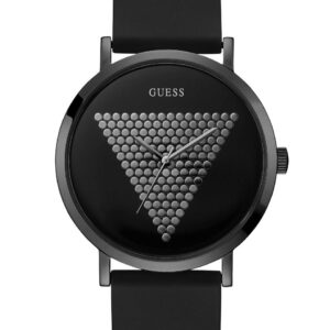 GUESS Iconic Studded Black Logo Silicone Watch. Color: Black (Model: U1161G2)