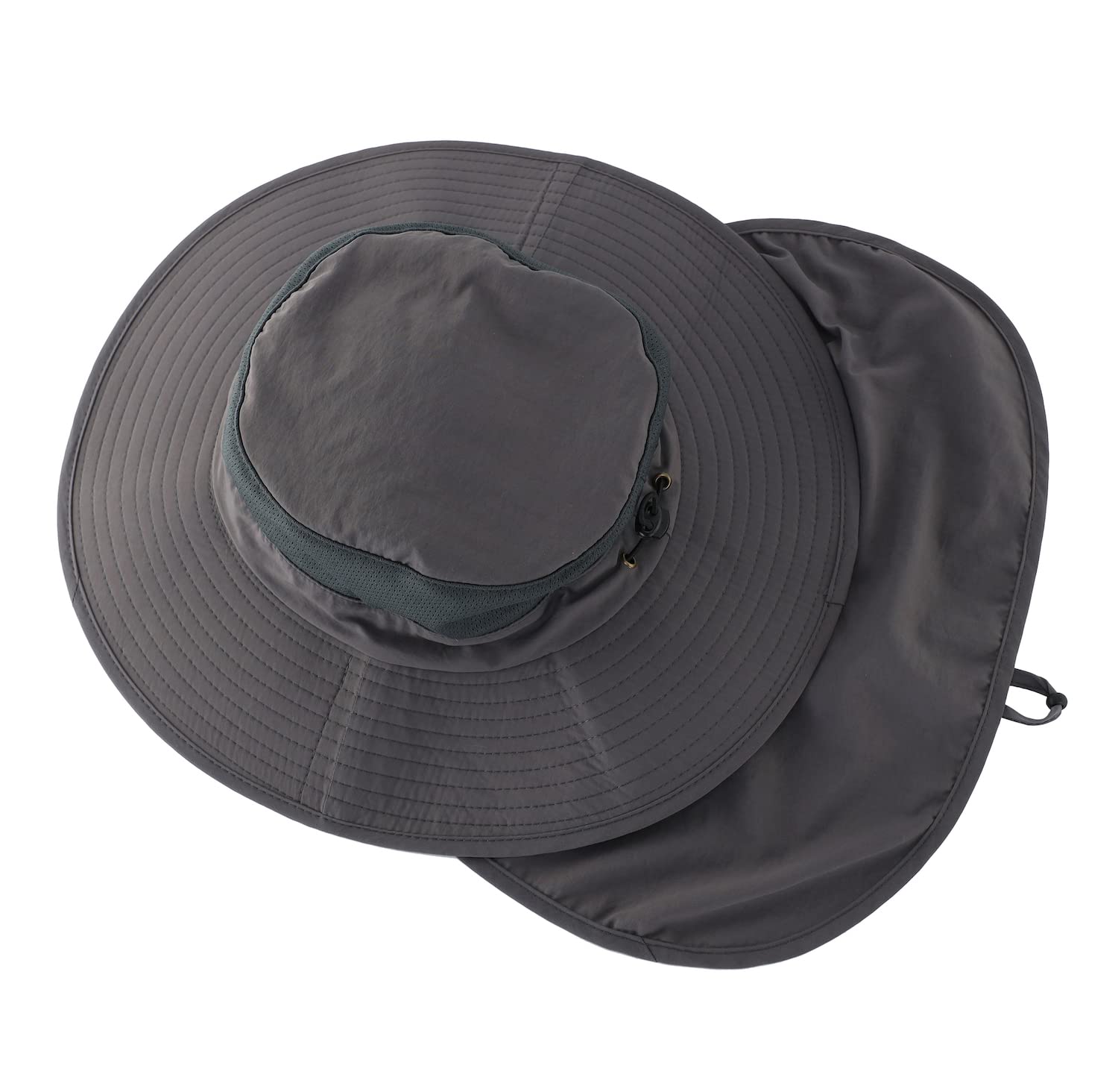 Home Prefer Outdoor UPF50+ Mesh Sun Hat Wide Brim Fishing Hat with Neck Flap (Dark Gray)