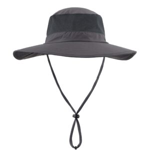 Home Prefer Outdoor UPF50+ Mesh Sun Hat Wide Brim Fishing Hat with Neck Flap (Dark Gray)