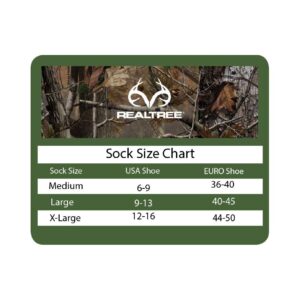 Realtree Men's Merino Wool Blend Boot Socks, 2 Pairs, Grey Black/Olive Tip, LARGE