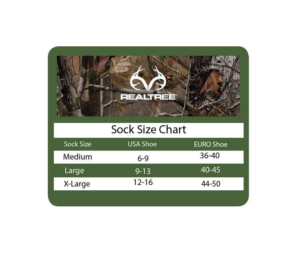 Realtree Men's Merino Wool Blend Boot Socks, 2 Pairs, Grey Black/Olive Tip, LARGE