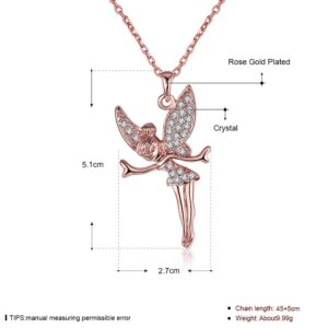 LZD Rose Gold Platinum Plated Necklace Women's Pendant Tinkerbell AWings Fairy AA Zirconia B333 (rose-gold-plated-base)