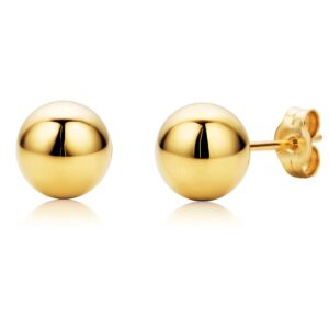 10k yellow gold ball stud earrings, 10mm